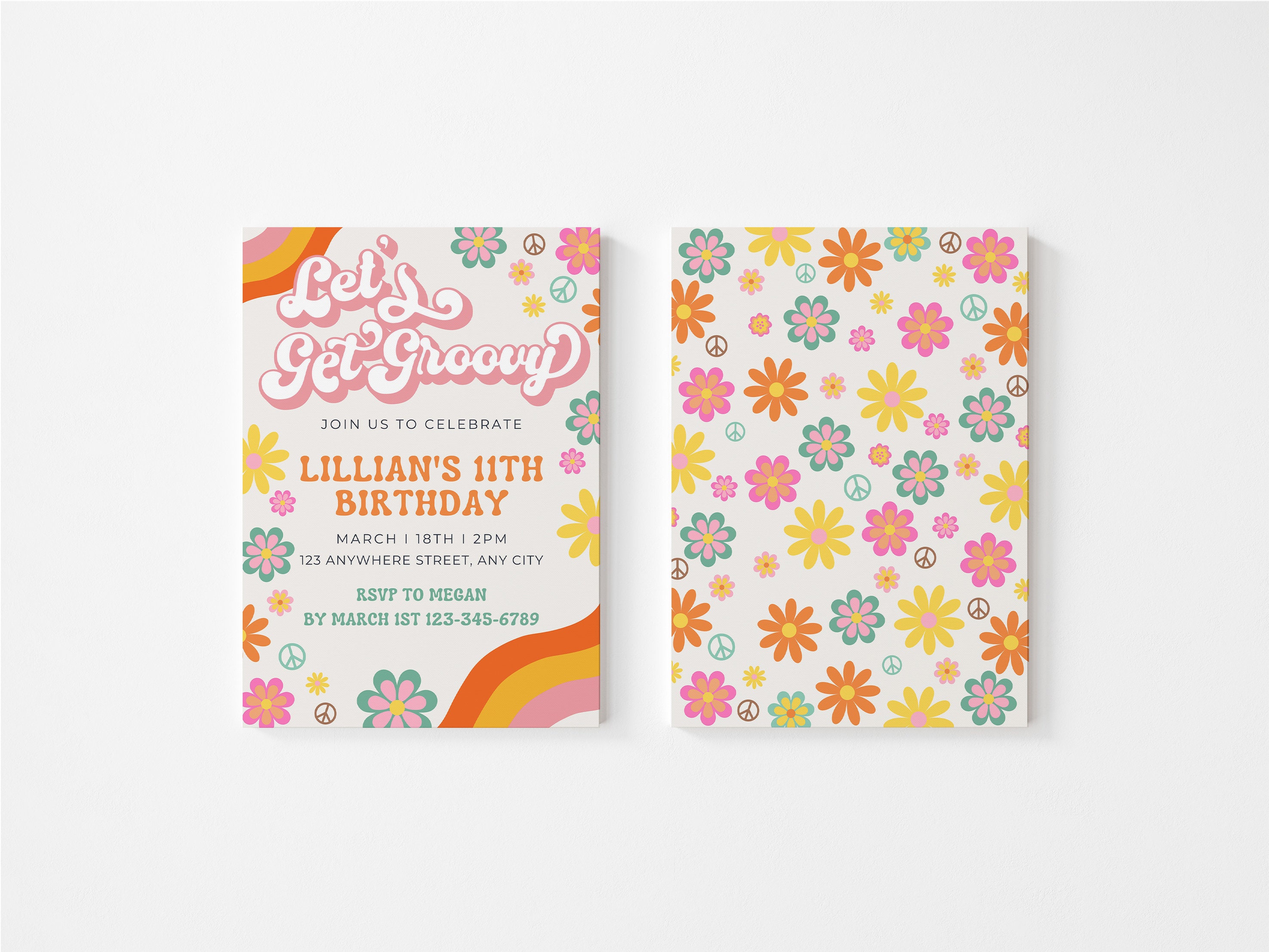 Printable Let's Get Groovy Birthday Invitation, Retro 70s Disco Party ...
