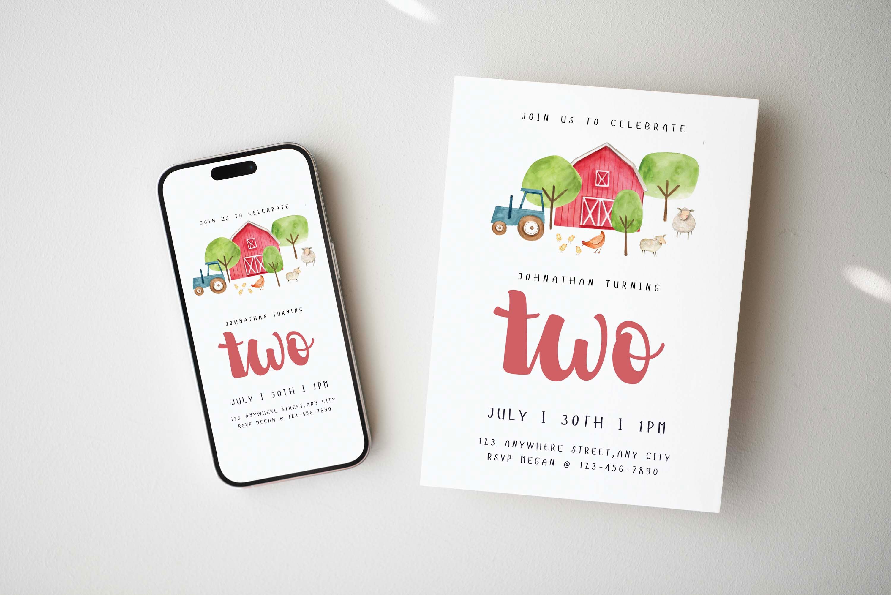 Editable Farm Birthday Invitation Template - Barn Farm Animals Birthday ...