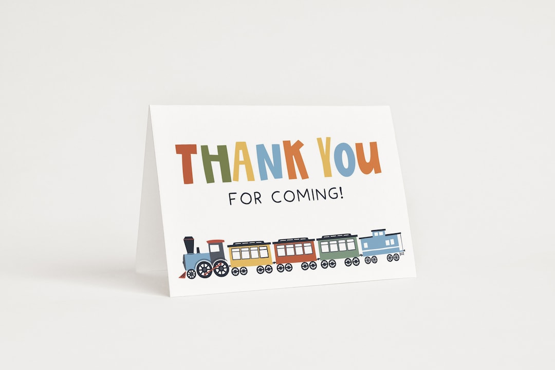 Train Thank You Card, All Aboard, Editable Thank You Card, Train Theme ...