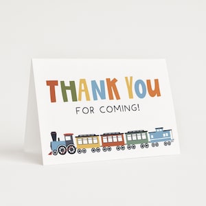 Train Thank You Card - All Aboard - Editable Thank You Card - Train ...
