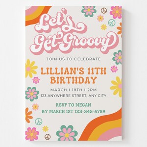 Printable Let's Get Groovy Birthday Invitation Retro 70s - Etsy