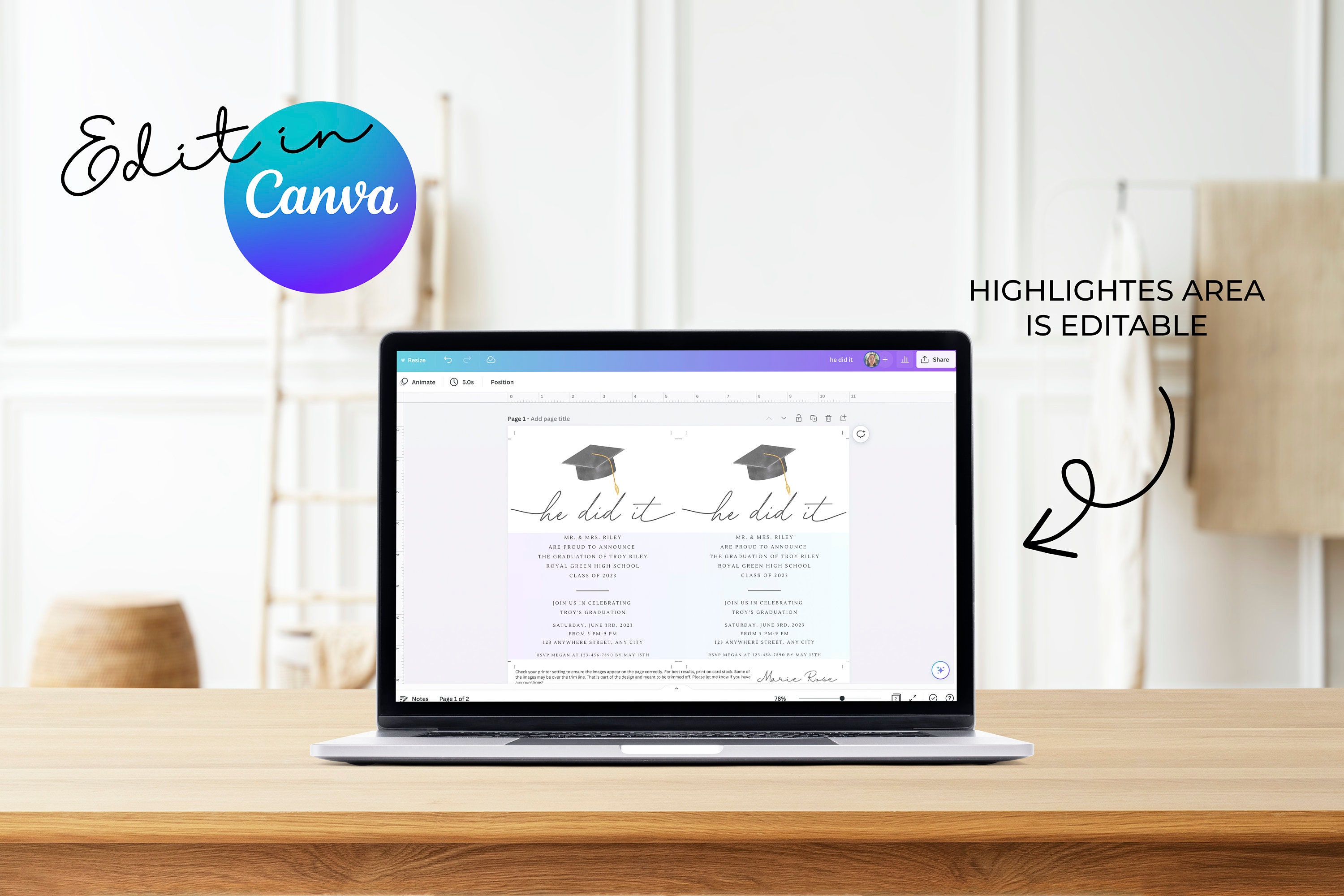 Customizable Graduation Invitation Announcement - Celebrate Their ...