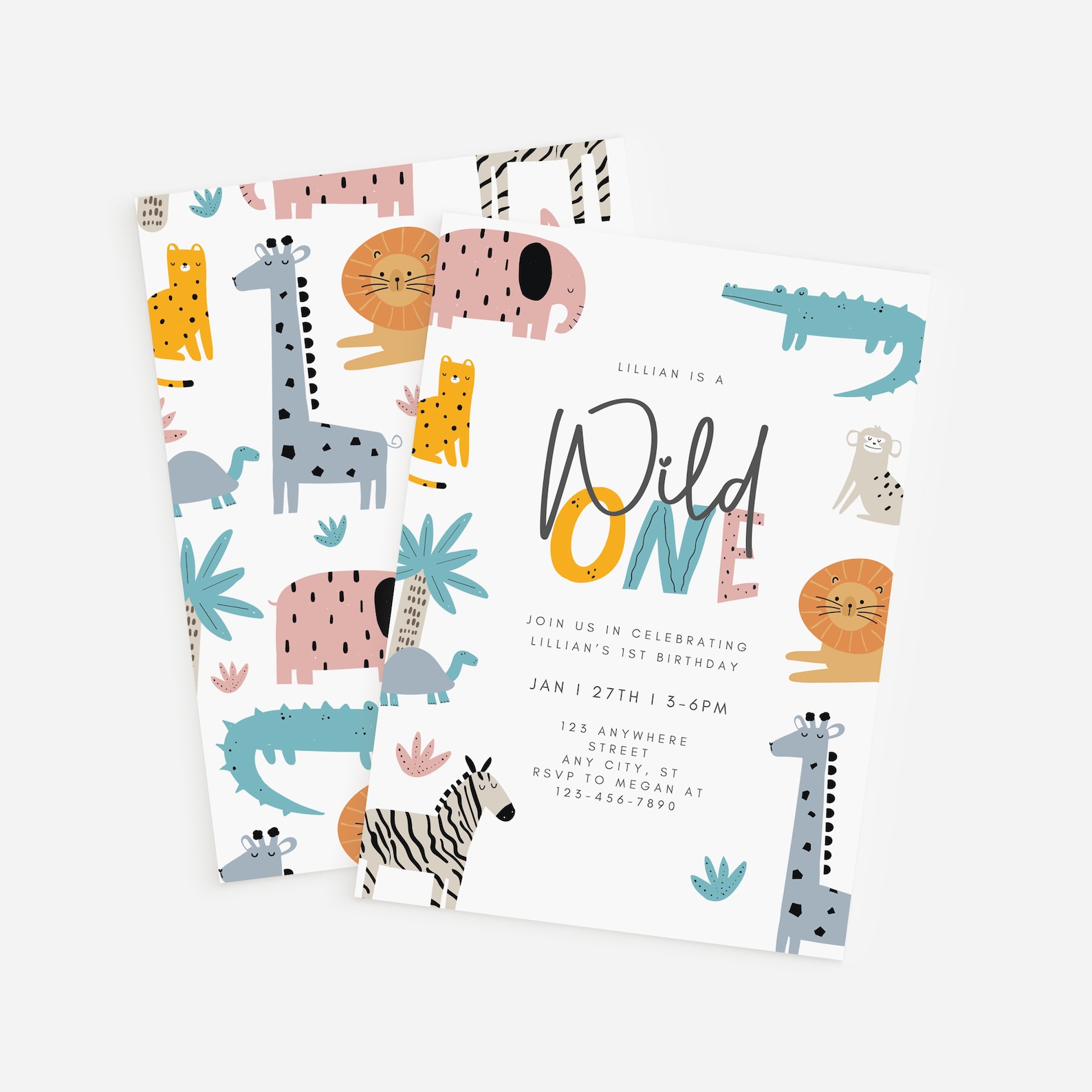 Wild One Invitation Girl 1st Birthday Invitations Teal Pink and Orange ...