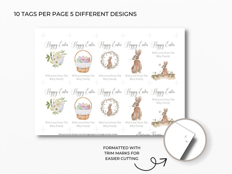Printable Easter Bunny Gift Tag, Instant Download Easter Bunny Ears ...