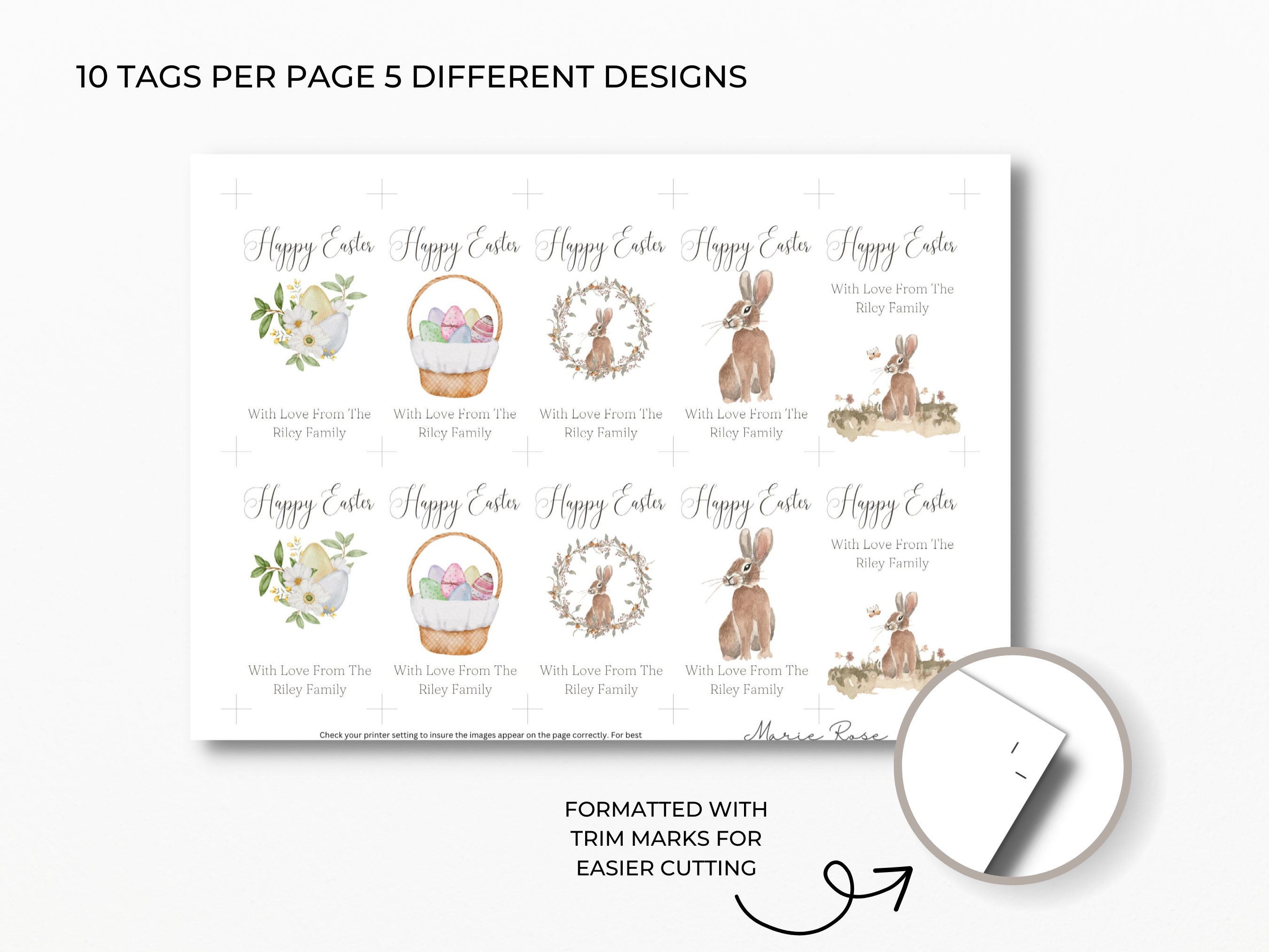 Printable Easter Bunny Gift Tag, Instant Download Easter Bunny Ears ...