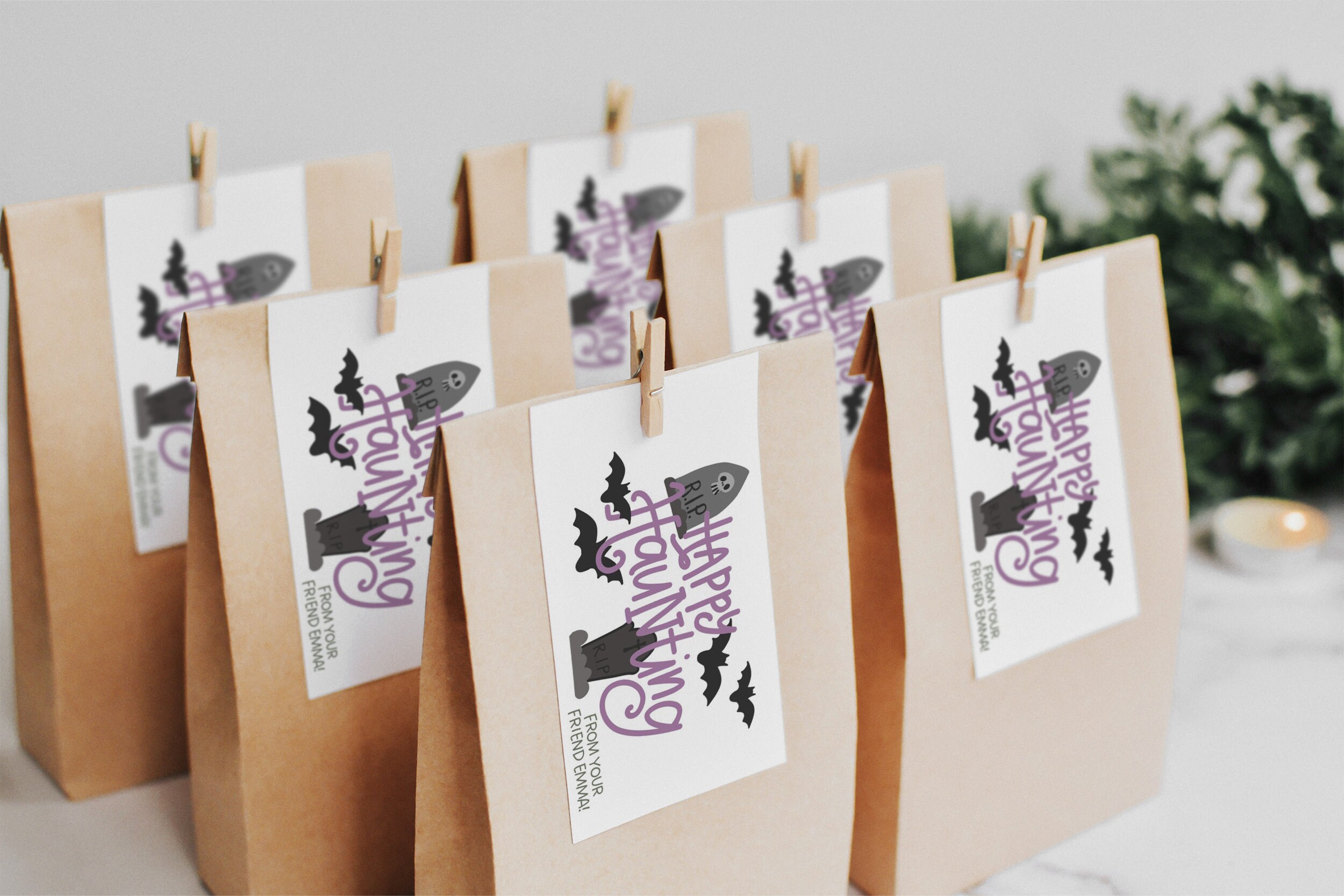 Happy Haunting Favor Tags, Halloween Birthday Party Thank You Tags ...