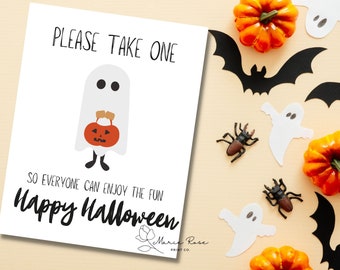 Please Take One Sign Halloween Trick or Treat Sign Halloween Party ...