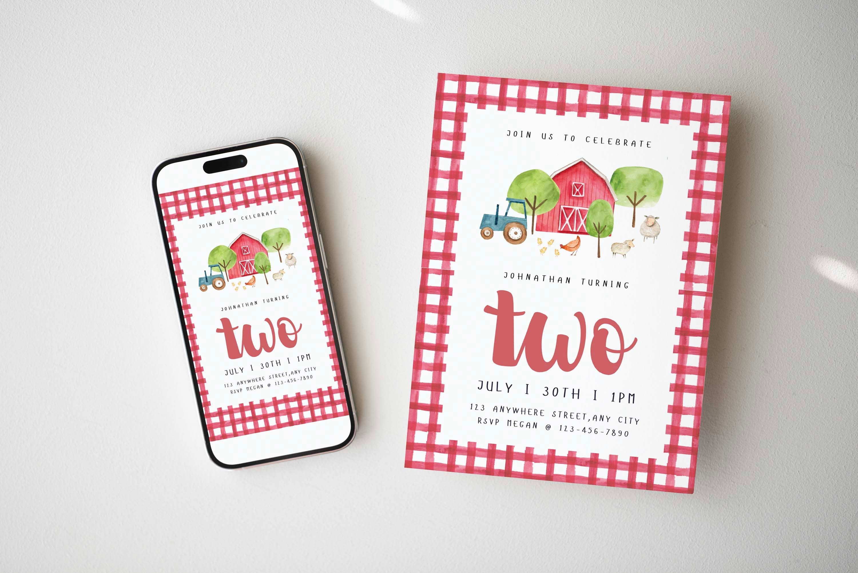 Editable Farm Theme Birthday Invitation Canva Templates Fun Party Theme ...