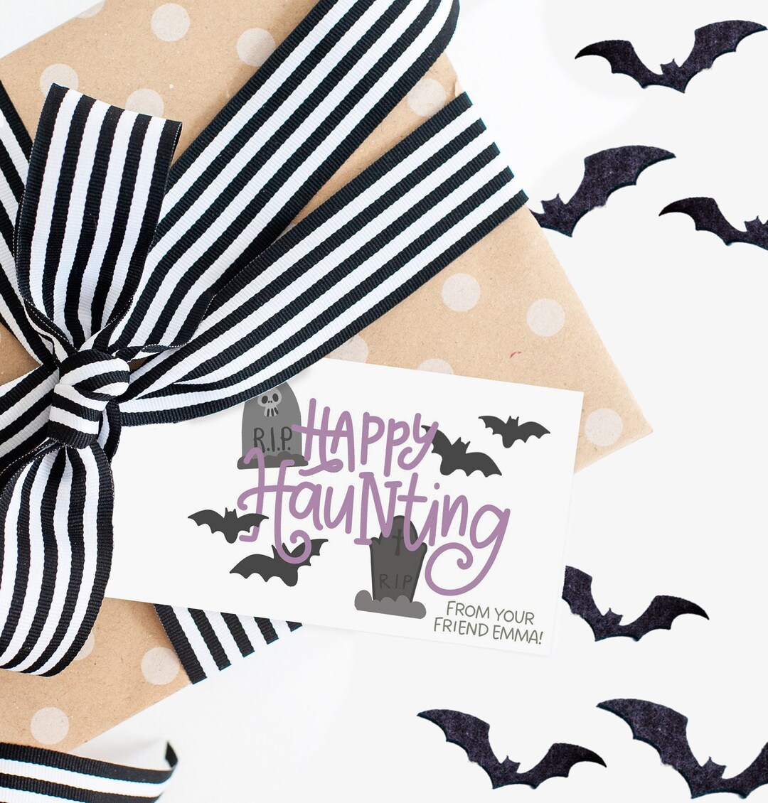 Happy Haunting Favor Tags, Halloween Birthday Party Thank You Tags ...