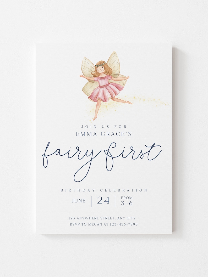 Printable Birthday Invitation, Fairy First Birthday, Enchanting Fairy ...