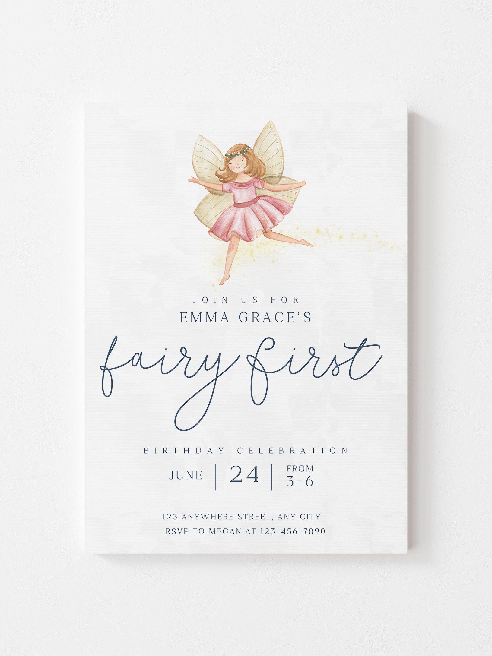 Printable Birthday Invitation, Fairy First Birthday, Enchanting Fairy ...