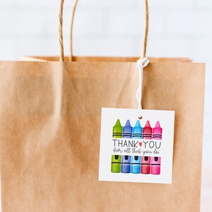 Teacher Thank You Gift Tag End of Year Appreciation Crayon Teacher Gift ...