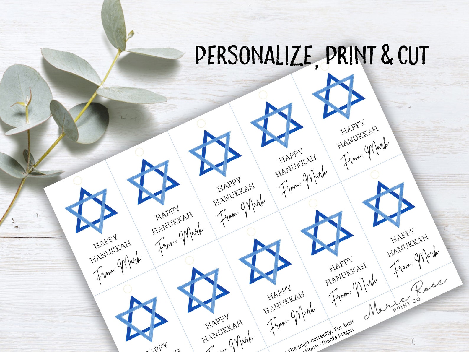 Printable Hanukkah Gift Tags, Hanukkah Wrapping, Minimalist Gift Tag ...