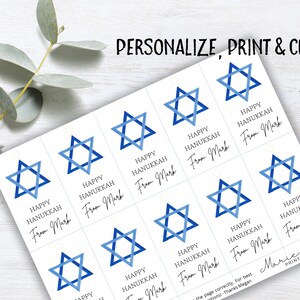 Printable Hanukkah Gift Tags, Hanukkah Wrapping, Minimalist Gift Tag ...