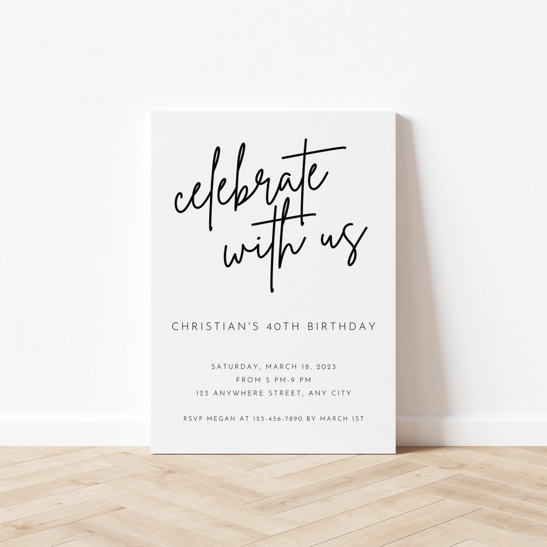 Celebrate With Us Invitation Online Editable Template, Surprise ...
