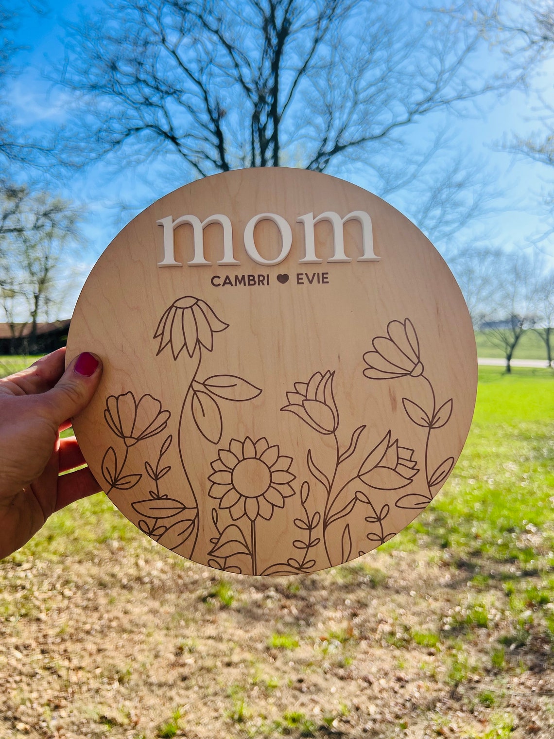 Mom Sign With Kids Names, Mother's Day Gift, Happy Mother's Day ...