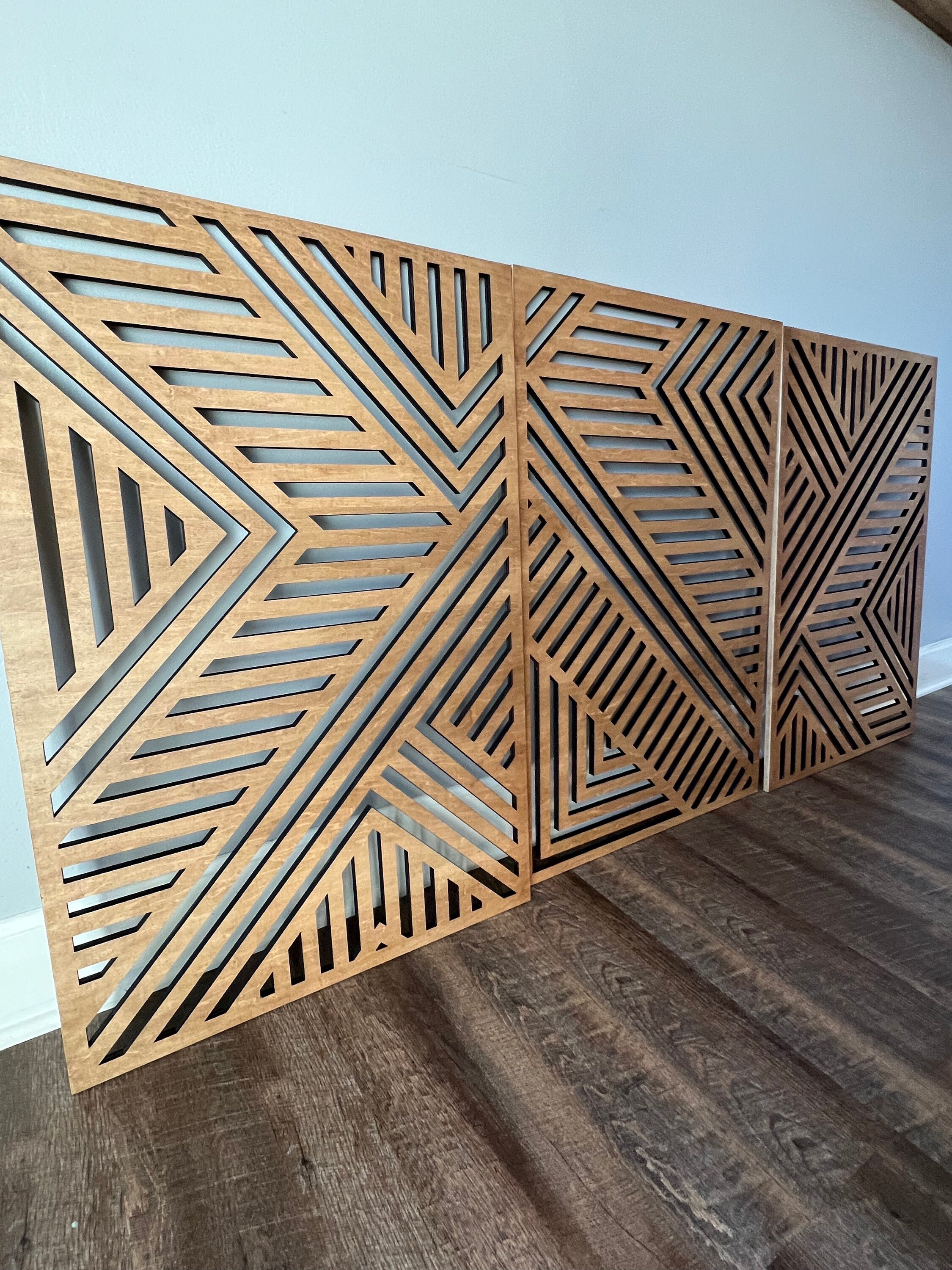 Geometric Wood Panels Geometric Wood Wood Panel Trio of Wood Panels ...