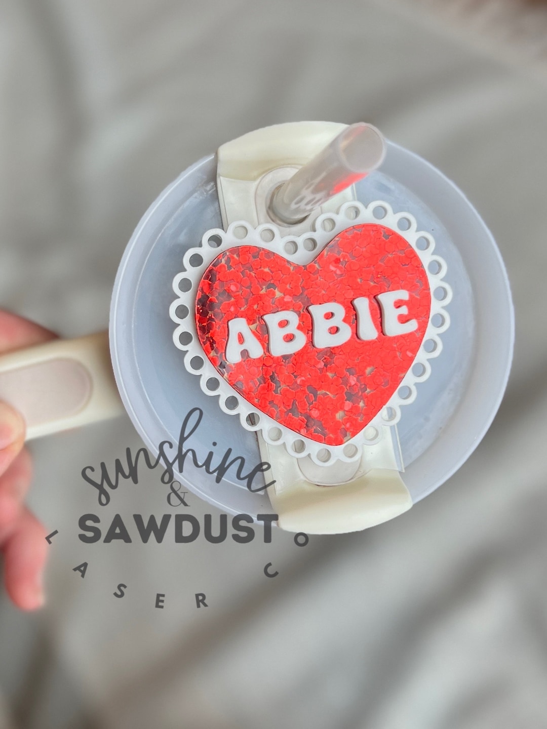 Valentines Day Name Plate, Scalloped Heart, 30 or 40 Oz, Valentines Day ...