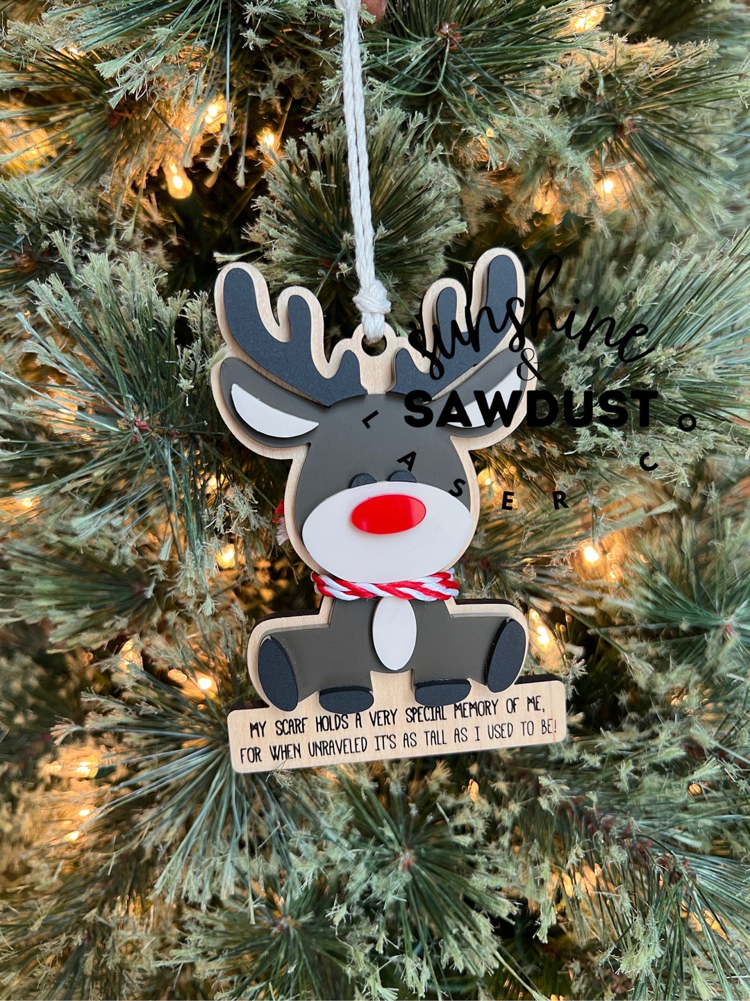 Personalized Reindeer Ornament, 2023 Reindeer, Height Ornament ...