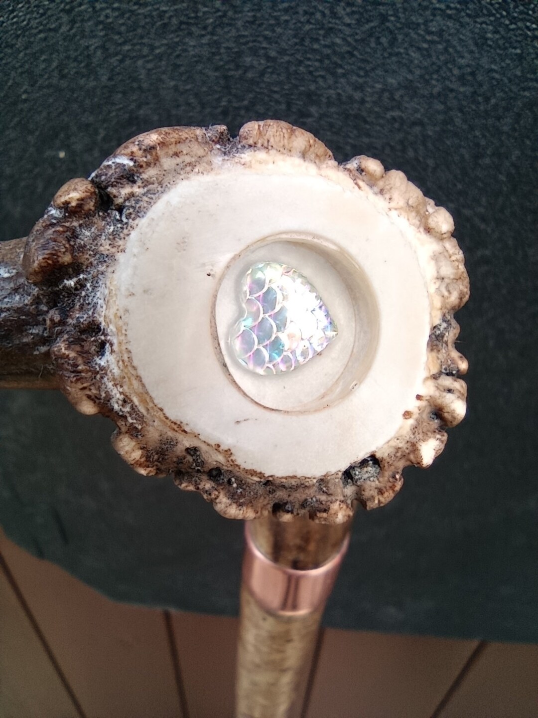 Antler Coronet Hiking/walking Pole With Heart Inlay. (reduced) - Etsy UK