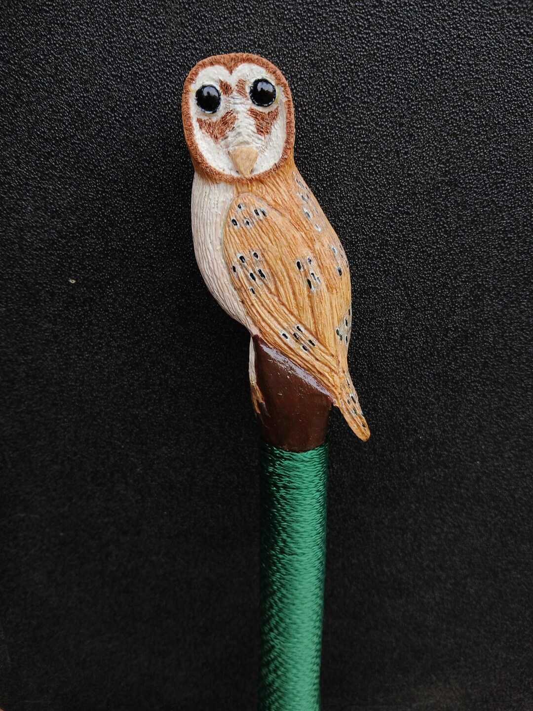 Hand Carved Barn Owl Hiking Stick, Hazel Wood Shaft (reduced) - Etsy UK