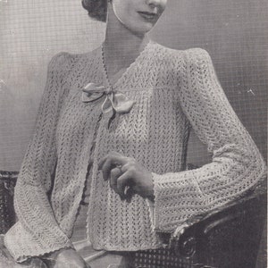 Vintage Knitting Pattern for Ladies 3 Ply Bed Jacket - Etsy