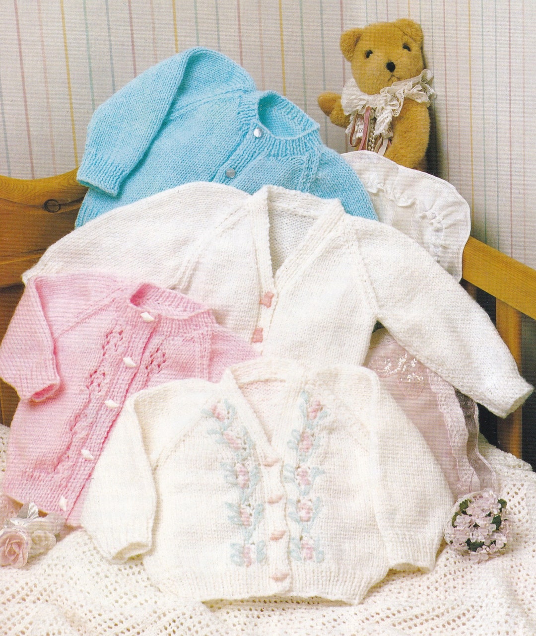 V and Round Neck Baby Cardigans Knitting Pattern - Etsy UK