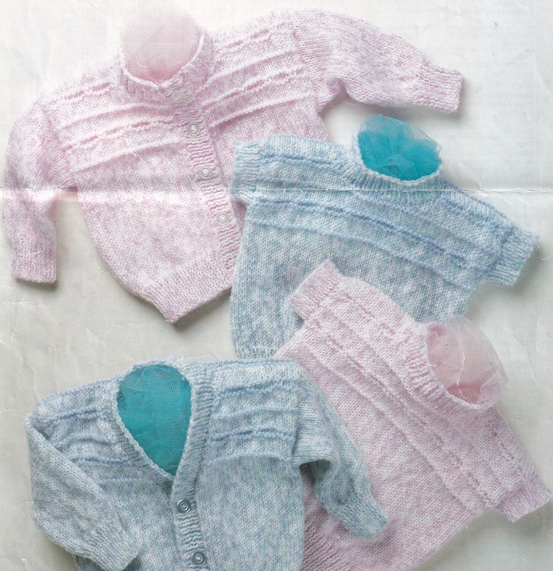Knitting Pattern for Baby Cardigan Sweater and Short Sleeved Tops ...