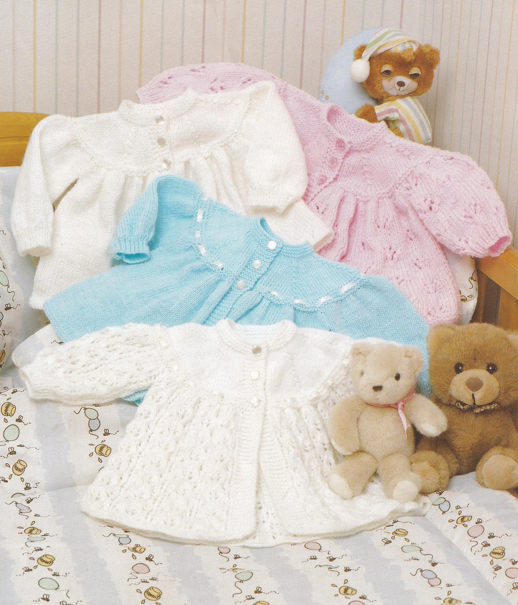 Vintage Knitting Pattern for Baby Matinee Coat Cardigans in Dk and 4 ...