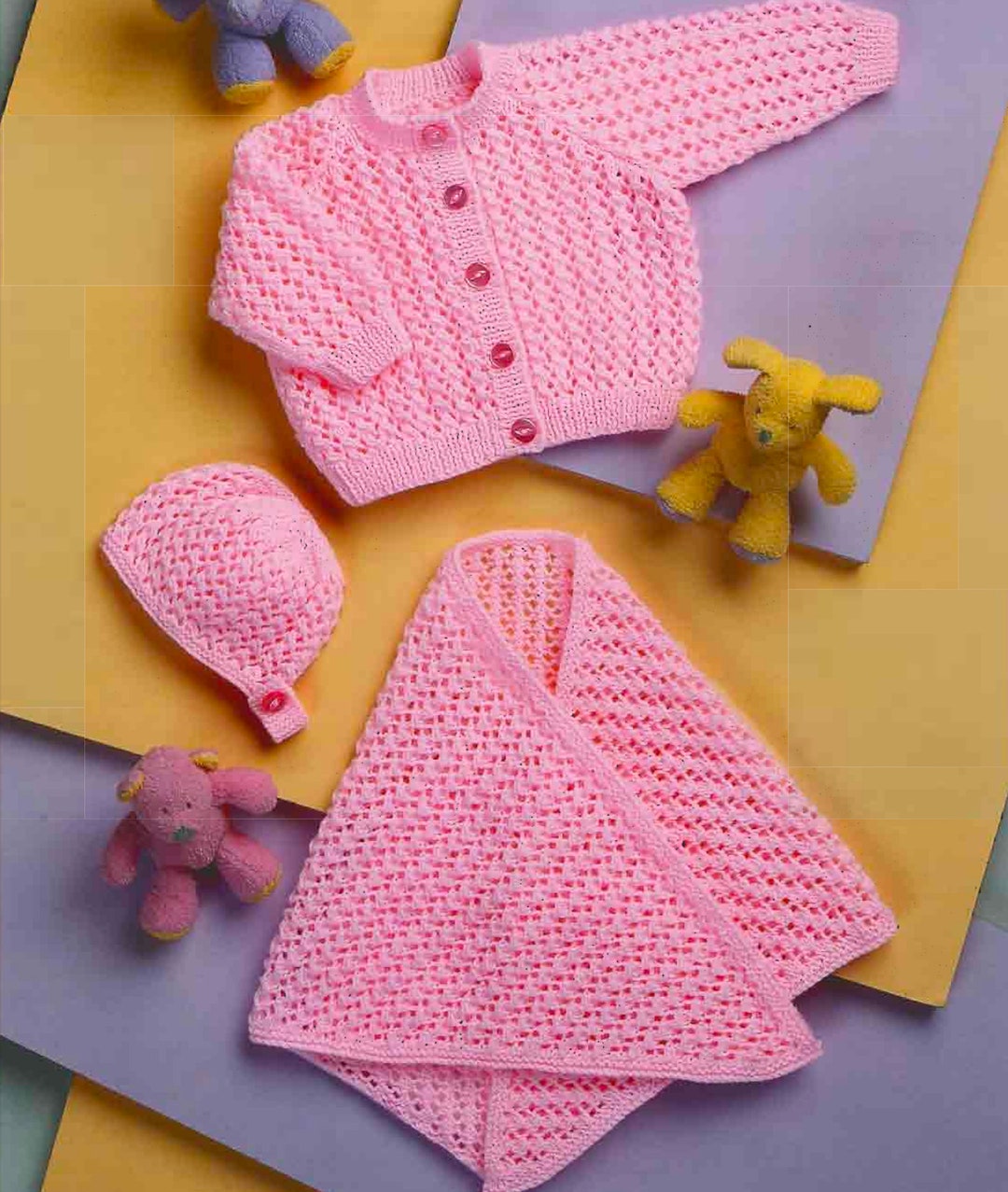 Knitting Pattern for Baby Girl Cardigan Blanket and Bonnet Set ...