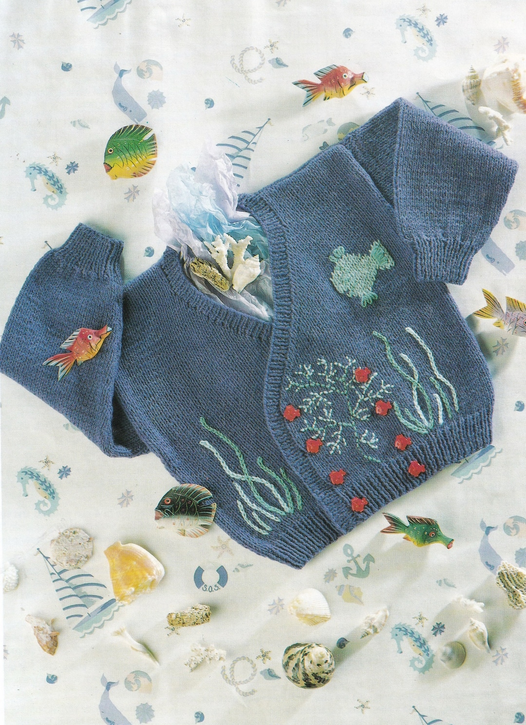 Gorgeous PDF Knitting Pattern for Childrens Underwater Fish Cardigan - Etsy