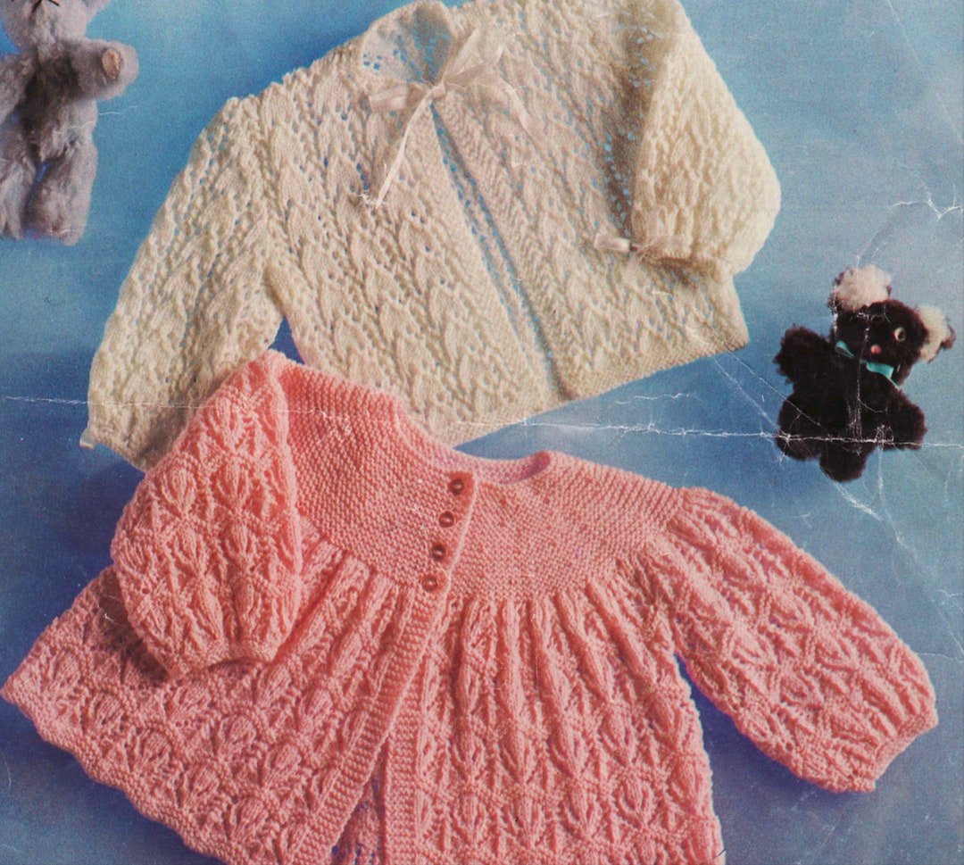 Vintage Baby Knitting Pattern for Pretty Cardigans in Matinee Jacket ...