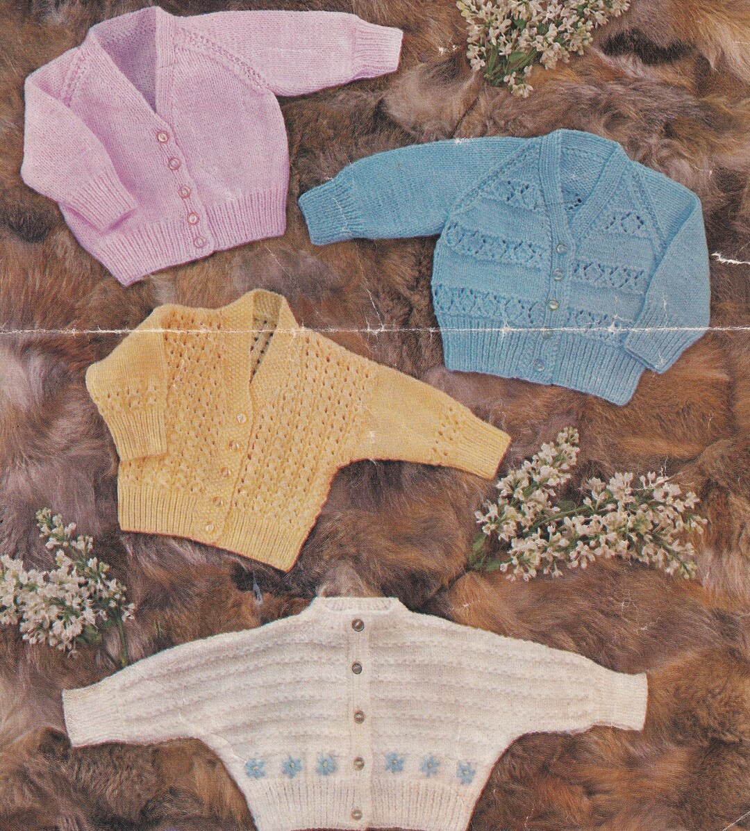 Vintage Knitting Pattern for Baby Cardigans Including Dolman Sleeve ...