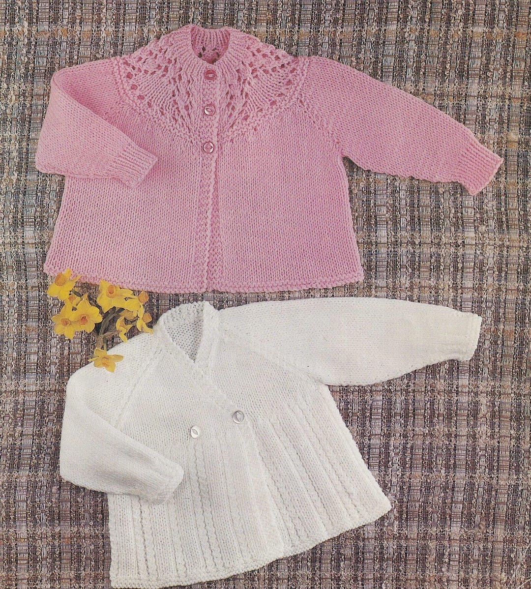 Vintage Knitting Pattern for Dk 8 Ply Baby Matinee Jackets Size 3-6 ...