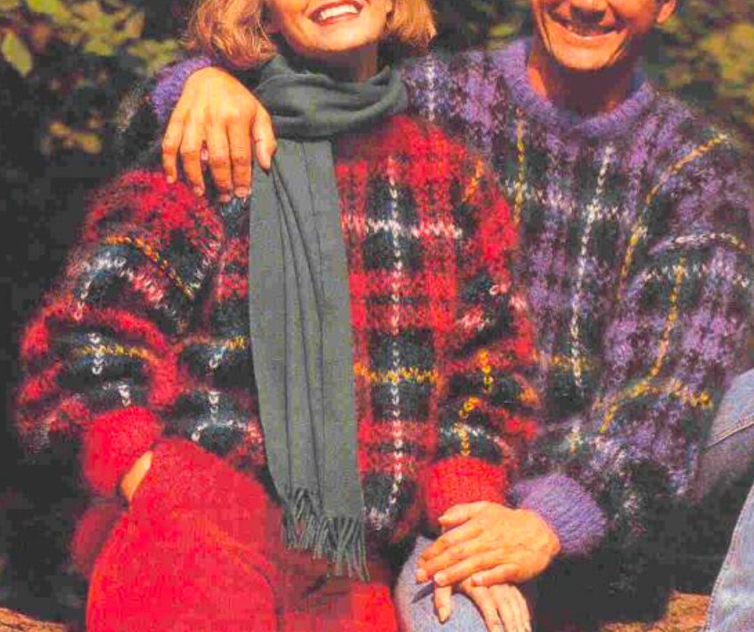 1980s Mohair Sweater Knitting Pattern - Highland Tartan Scottish Theme ...