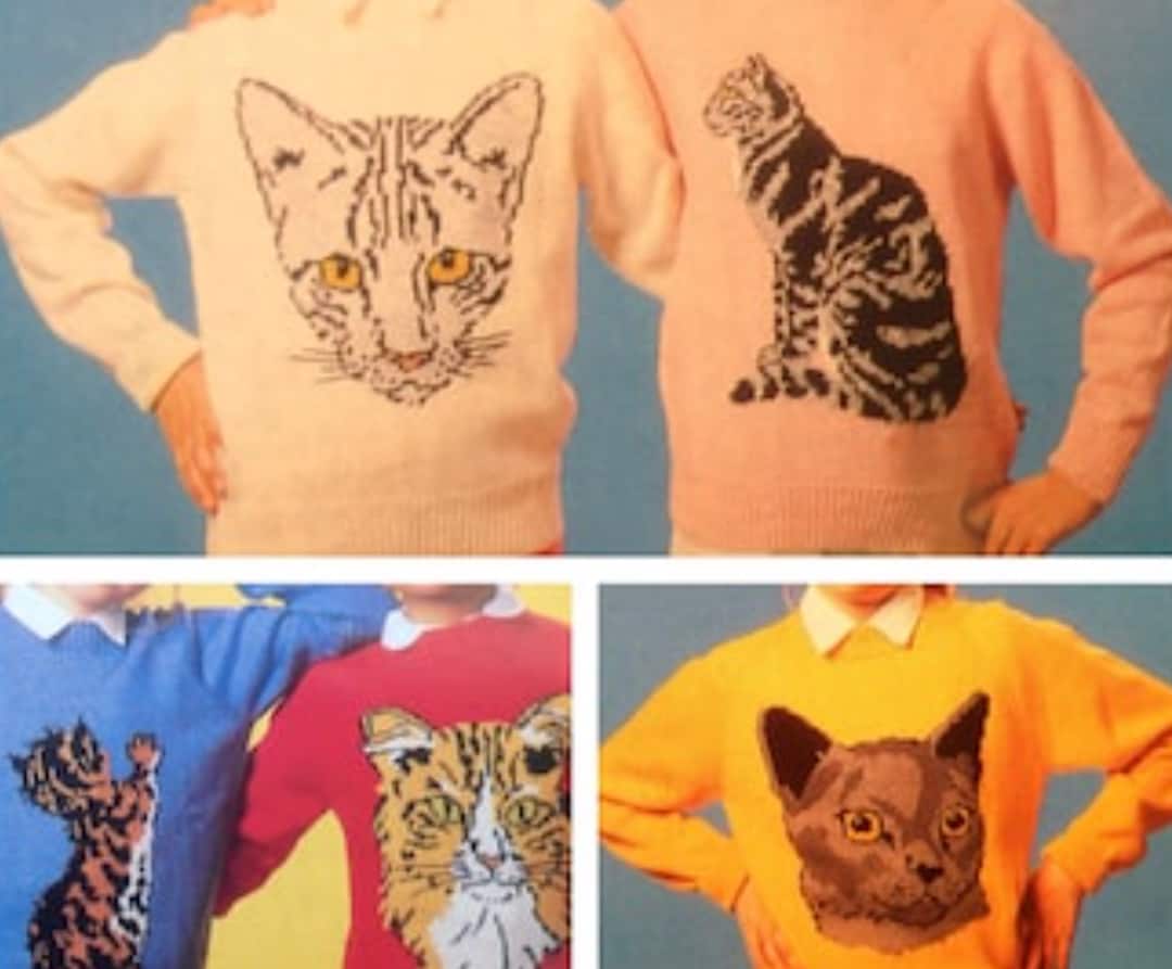 Cat Breeds Sweater / Jumper Knitting Pattern - Instant Download - Etsy