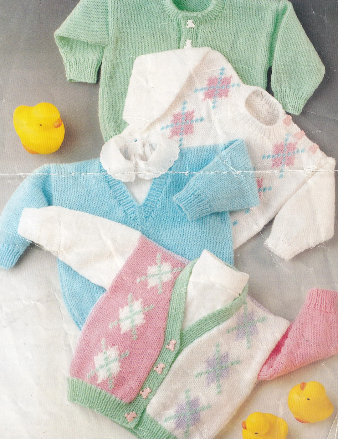 Vintage Knitting Pattern for Baby Cardigans and Sweaters Plain or ...