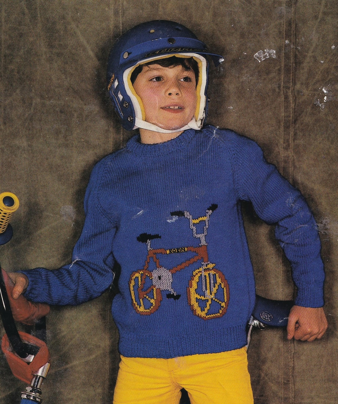 Vintage Knitting Pattern for Children's Bike Bicycle Picture Sweater ...