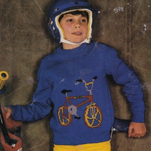 Vintage Knitting Pattern for Children's Bike Bicycle Picture Sweater ...