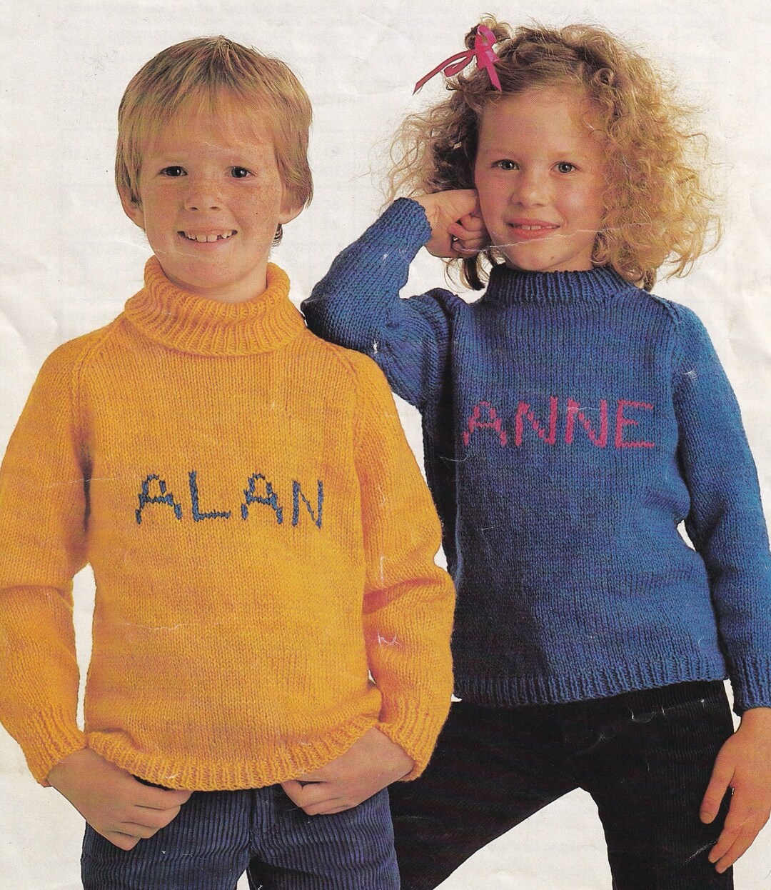 Vintage Knitting Pattern PDF File for Childrens Personalised Name ...