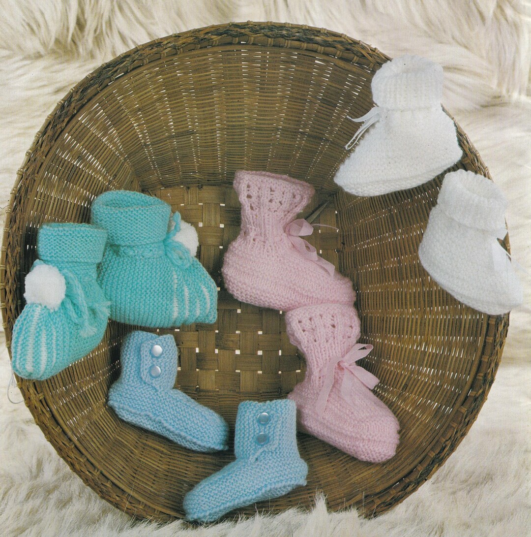 Vintage Knitting Pattern for Baby Booties in Dk 8 Ply Yarn PDF Instant ...