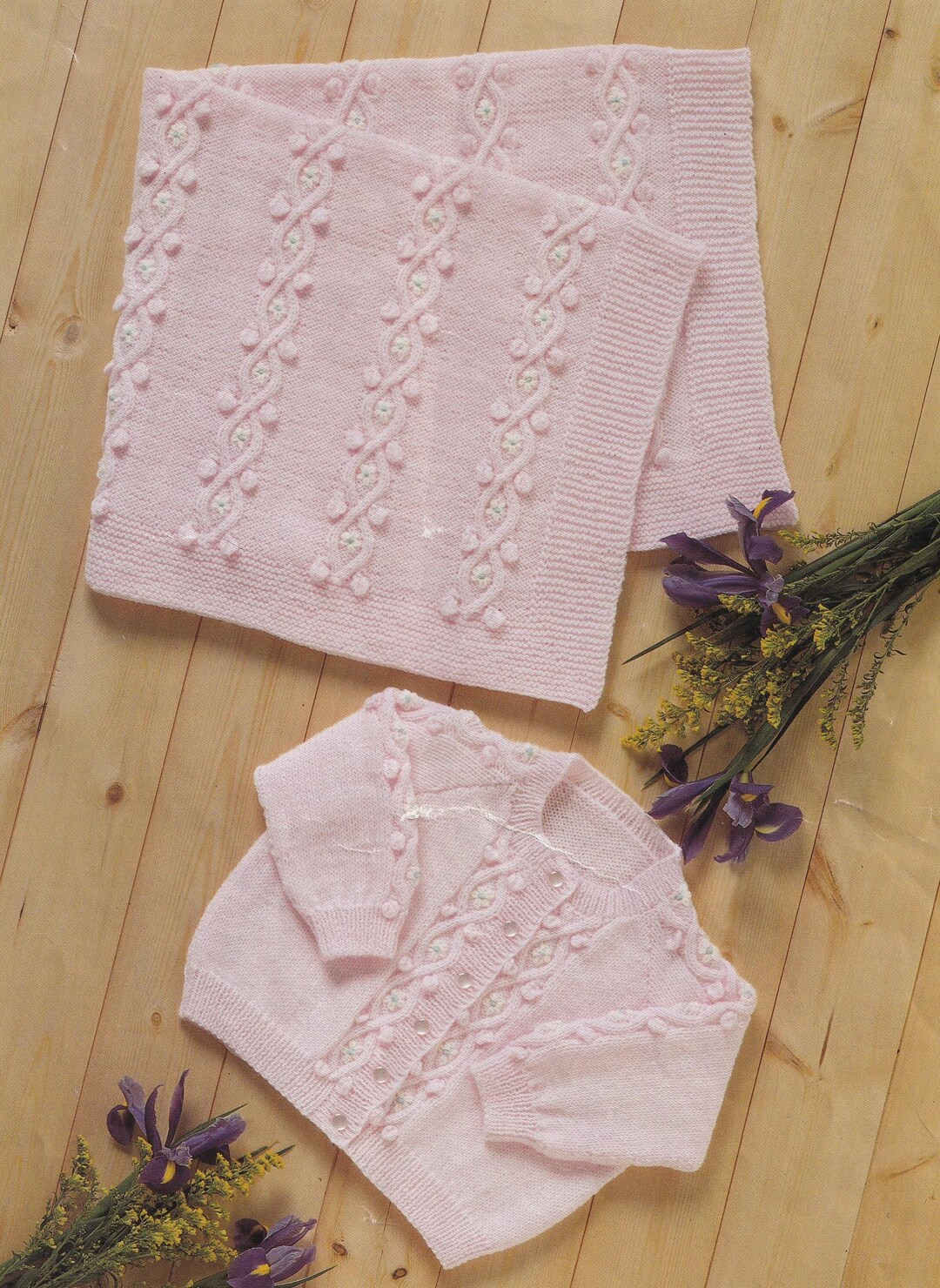 Vintage Knitting Pattern for Baby Blanket and Cardigan Set in 4 Ply ...