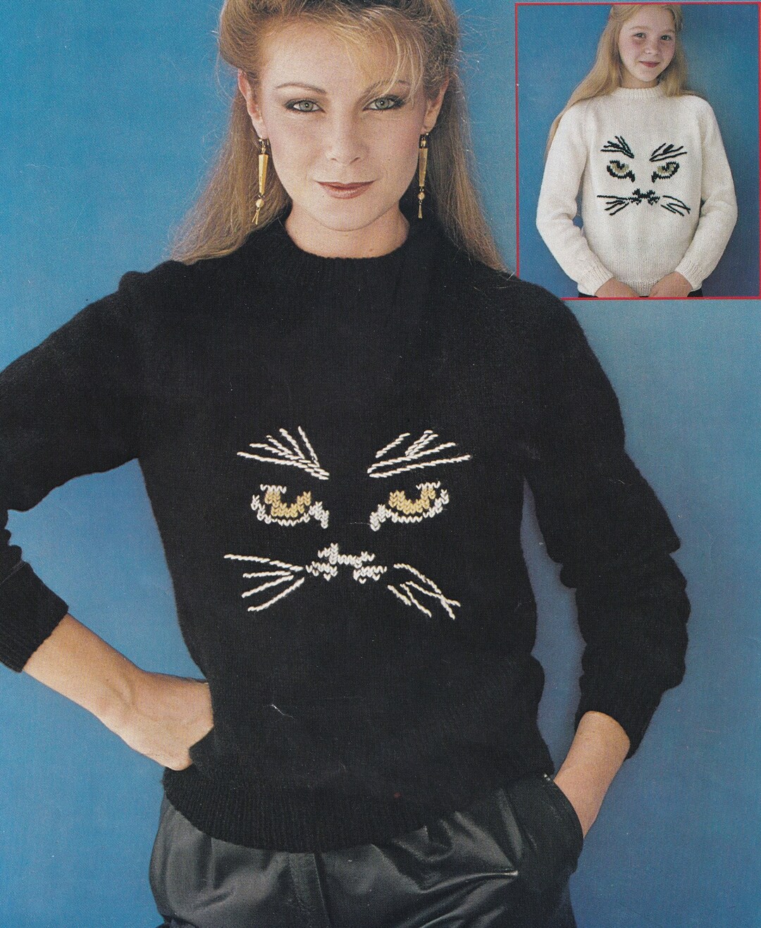 Vintage Cat Sweater Knitting Pattern PDF Download - Etsy