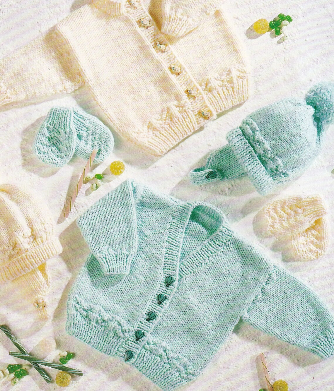 Aran Knitting Pattern for Baby Boy or Girl Cardigan Hat and - Etsy UK