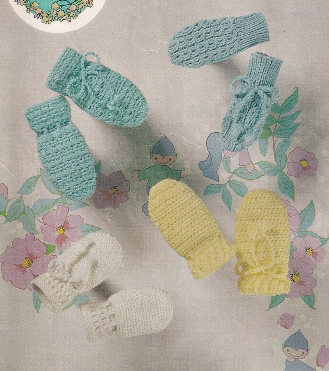 Vintage Baby Mittens Knitting Pattern - First Size - PDF - Etsy
