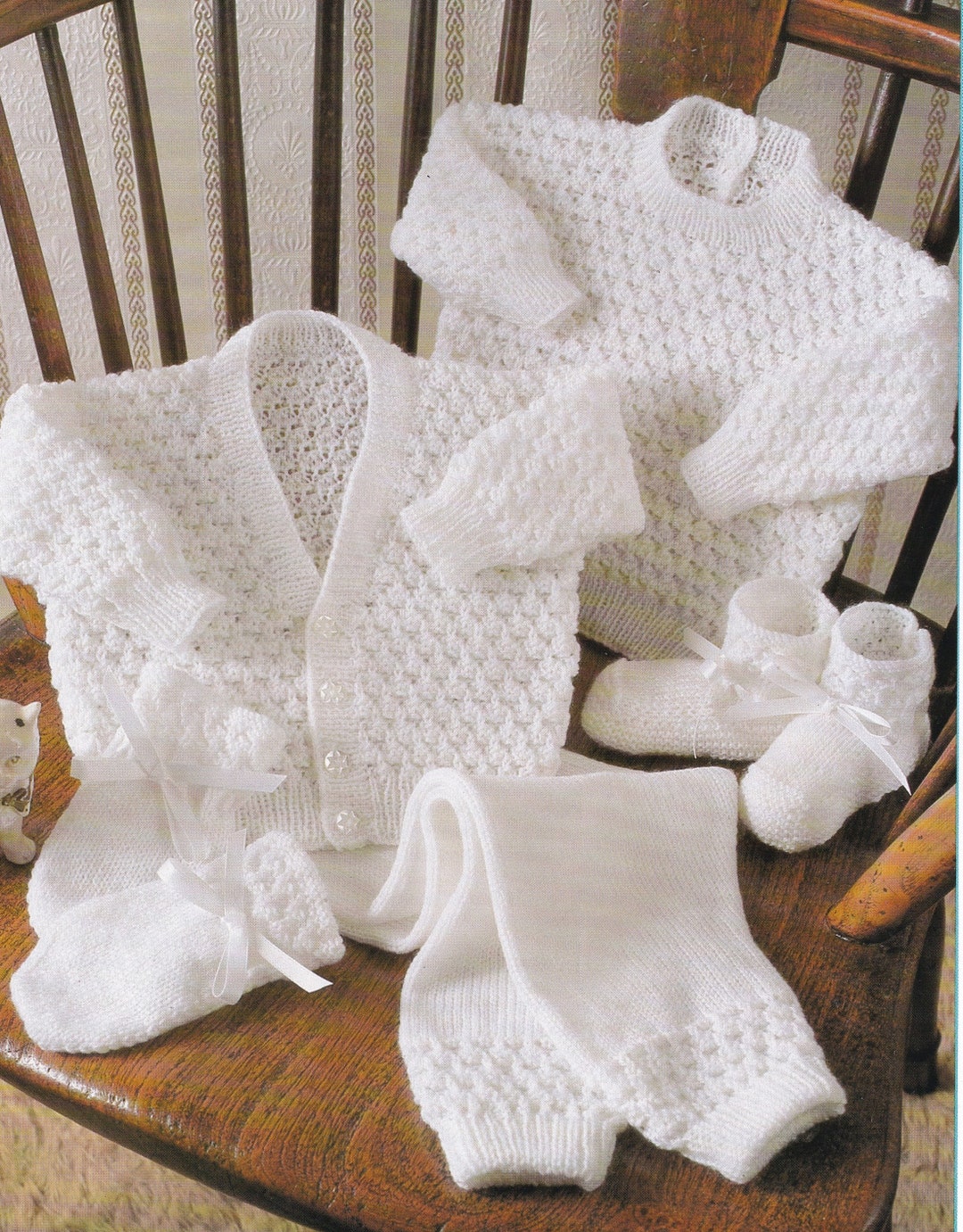 Vintage Knitting Pattern for 3 Ply Baby Set With Cardigan Sweater ...