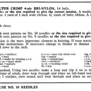 Vintage Knitting Pattern for 4 Ply Baby Matinee Coat Bonnet Mitts Dress ...