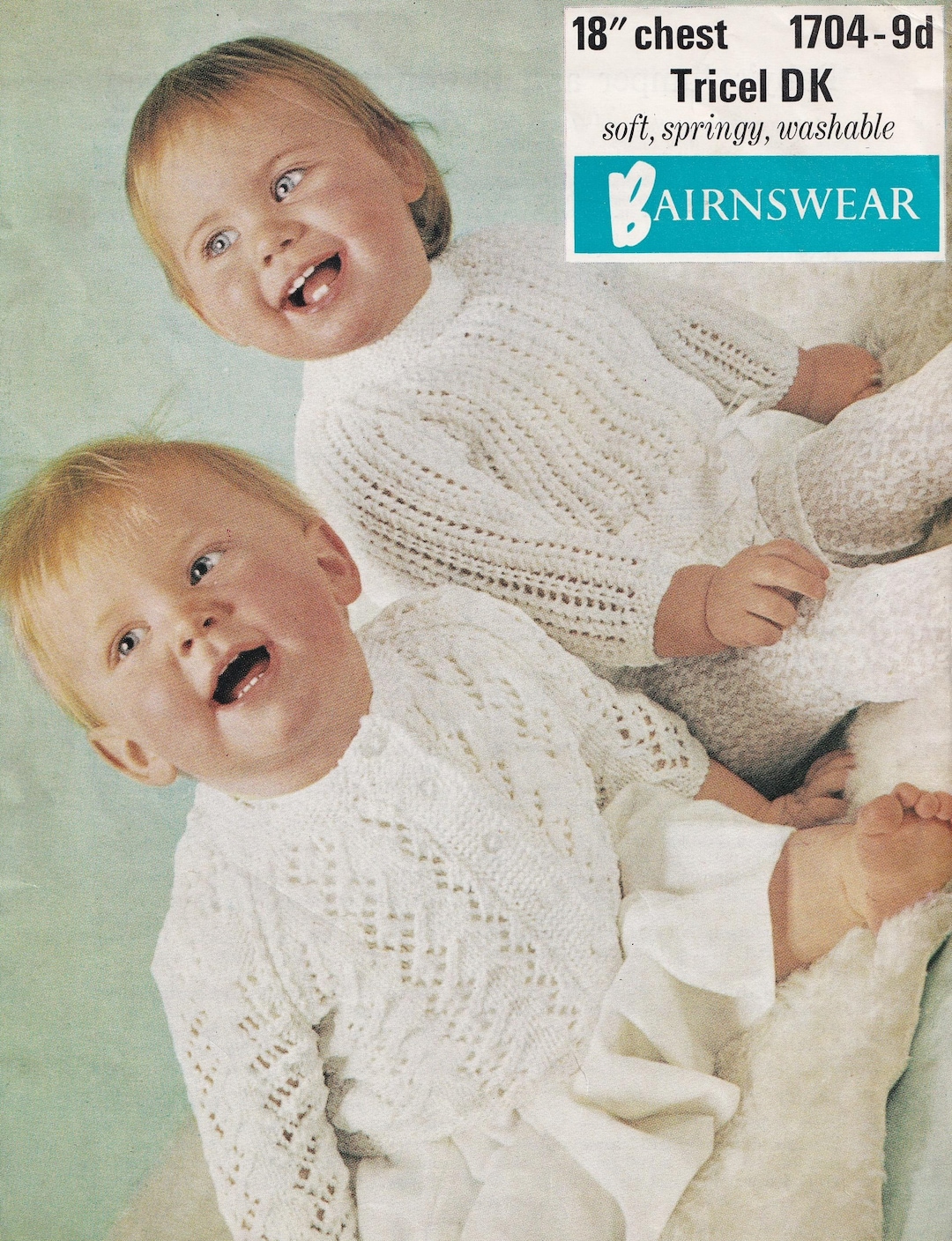 Vintage Knitting Pattern for Cute Baby Cardigans and Jumper 18 Inch ...
