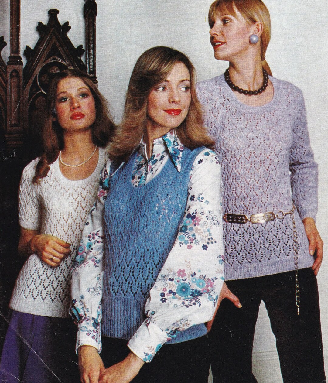 Vintage Knitting Pattern for Ladies Lace Tops, Tank Top, Vest, Sweater ...