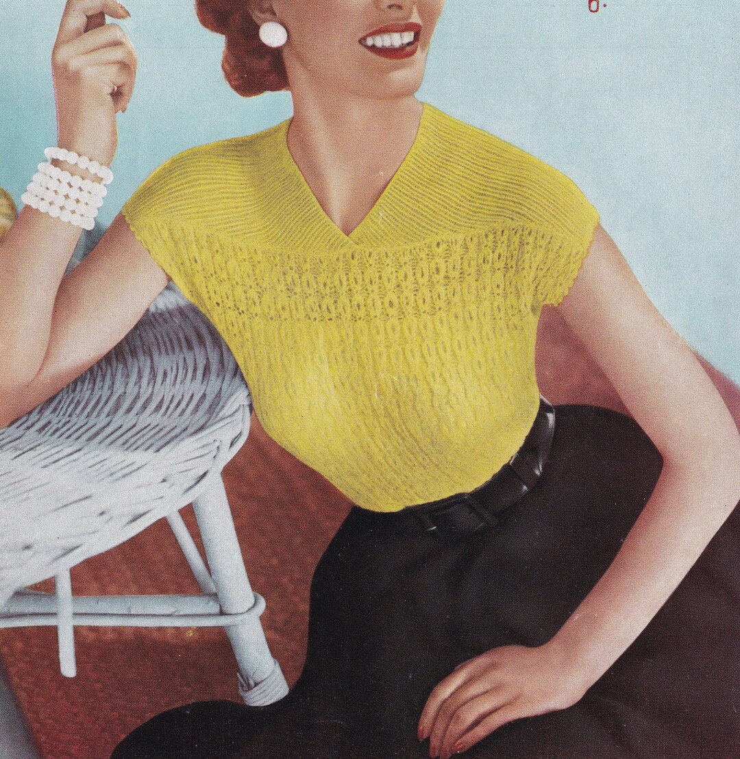 Vintage Knitting Pattern for Stunning Ladies Top in 2 Ply - 1950s - Etsy